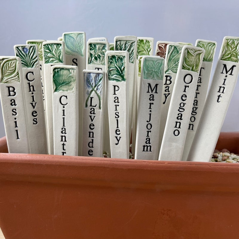 Herb Ceramic Plant Labels - Etsy