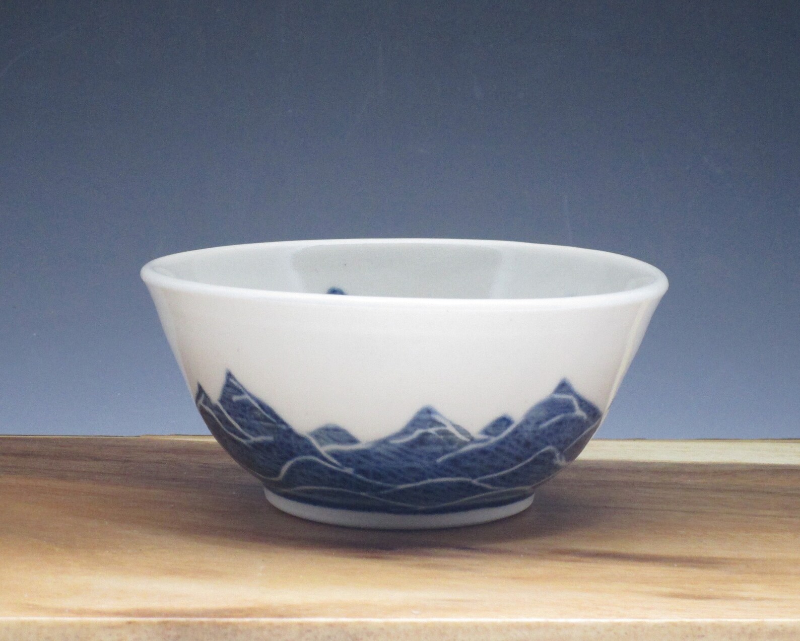 Small Pottery Bowl Handpainted in Mountain Design - Etsy