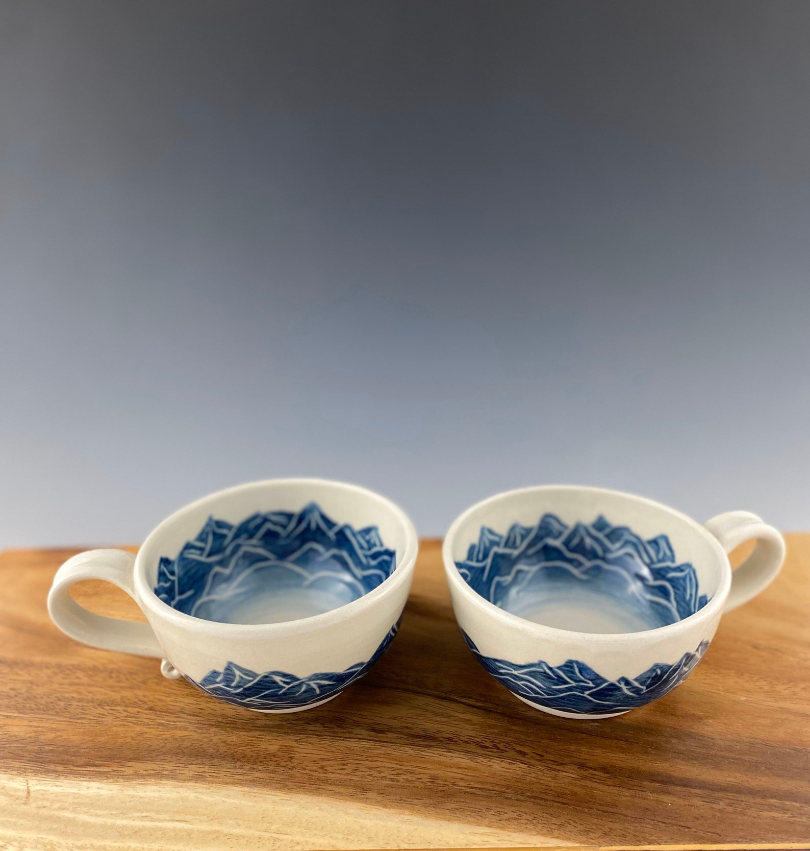 Porcelain Pottery Tea Cup With Mountains - Etsy