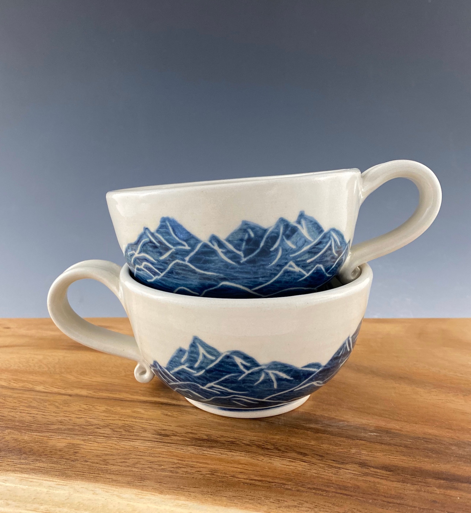 Porcelain Pottery Tea Cup With Mountains - Etsy