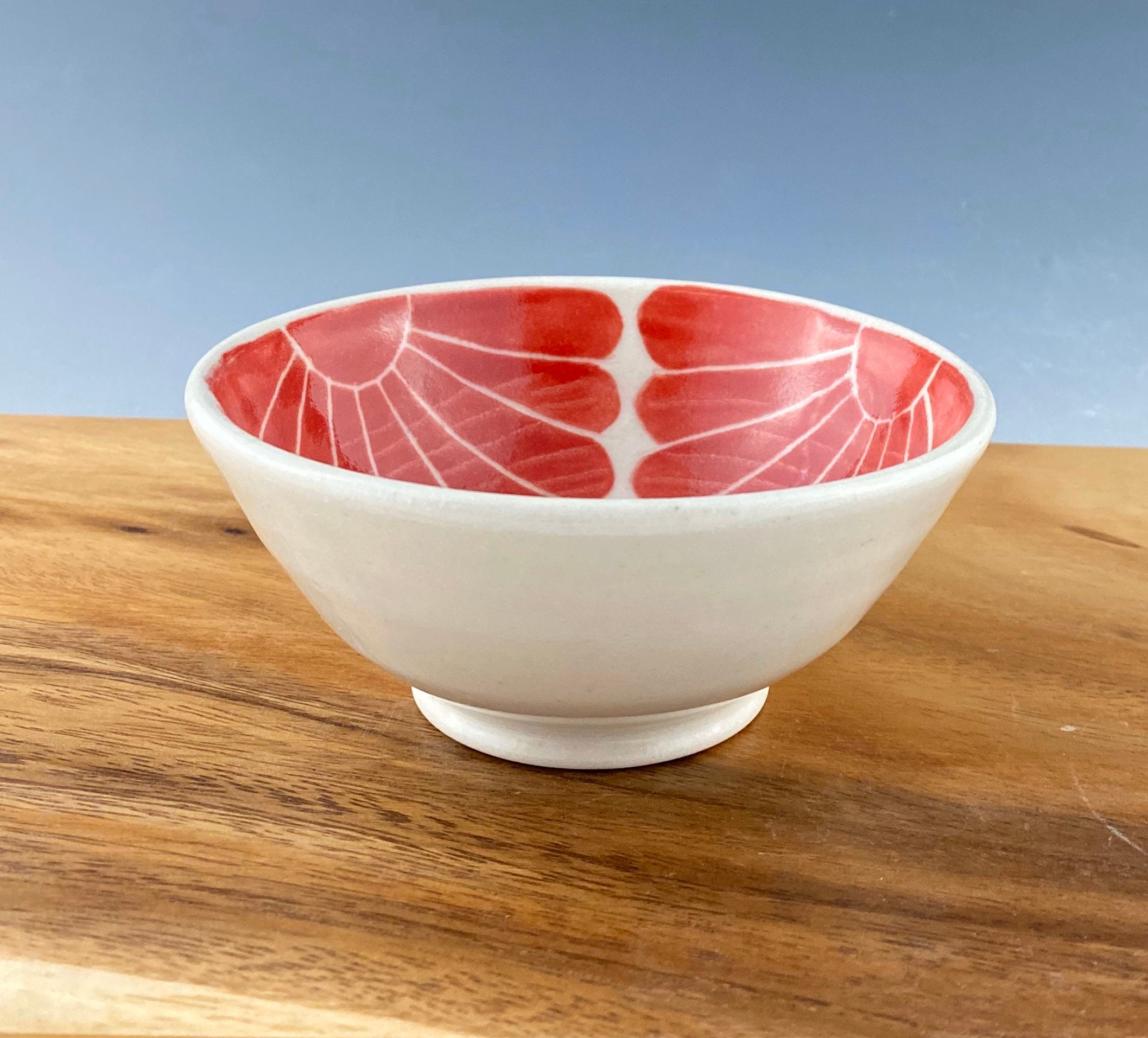 Handpainted Porcelain Bowl: Small Red Floral Pottery Prep Bowl - Etsy