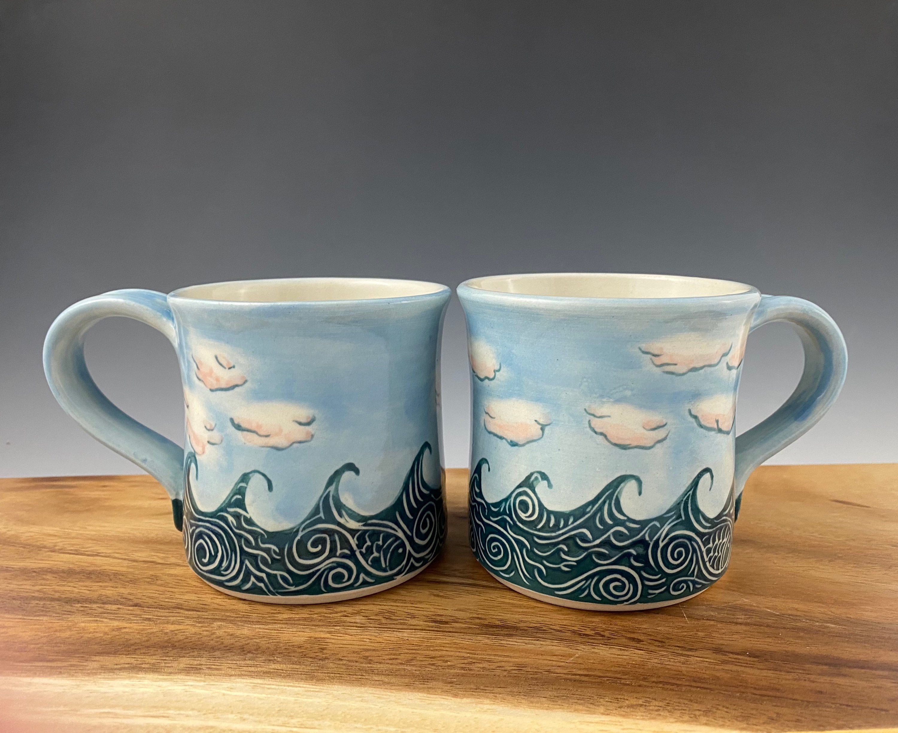 Waves Mug Porcelain Coffee Cup - Etsy