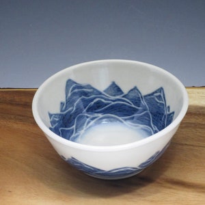 Small Pottery Bowl, Handpainted in Mountain Design - Etsy