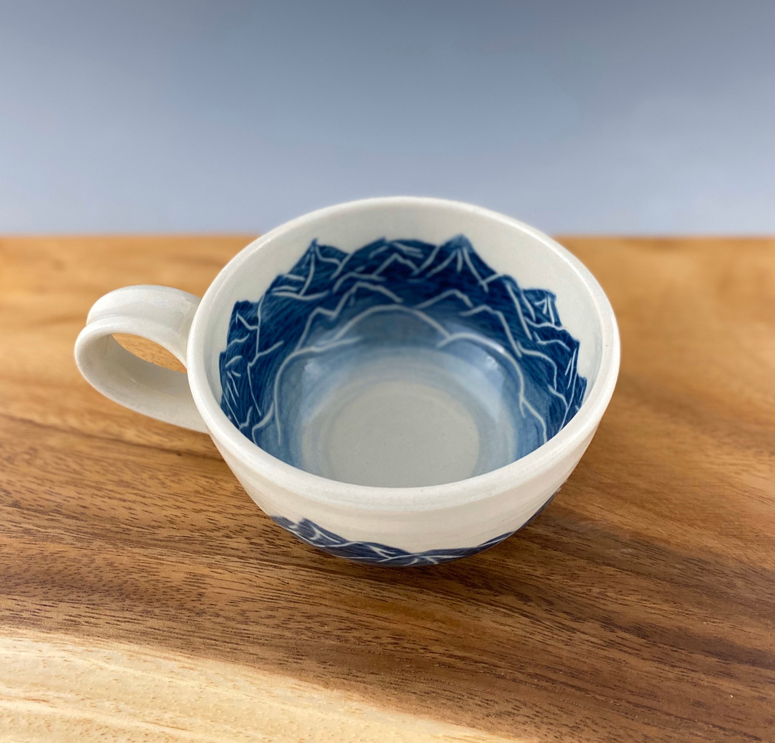 Porcelain Pottery Tea Cup with Mountains | Etsy
