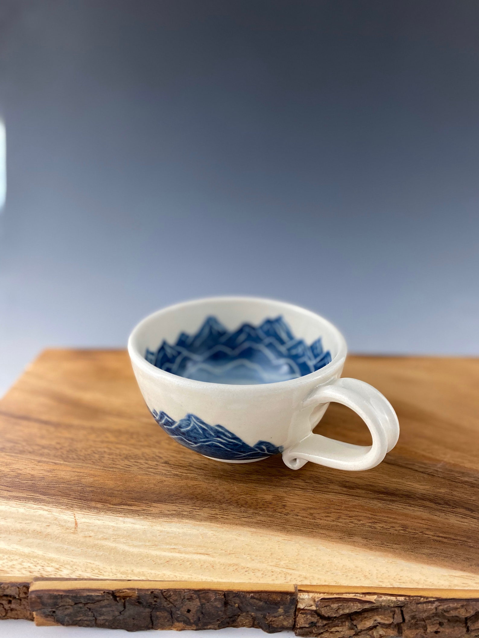 Porcelain Pottery Tea Cup With Mountains - Etsy
