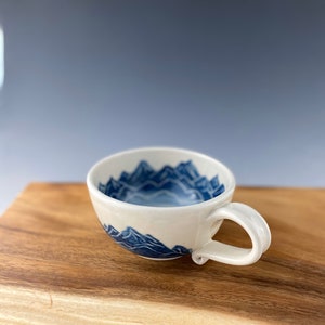 Porcelain Pottery Tea Cup With Mountains - Etsy