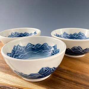 Small Pottery Bowl, Handpainted in Mountain Design - Etsy