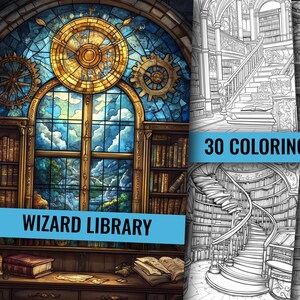 30 Wizard Library Coloring Pages Adult and Kids Coloring Book ...