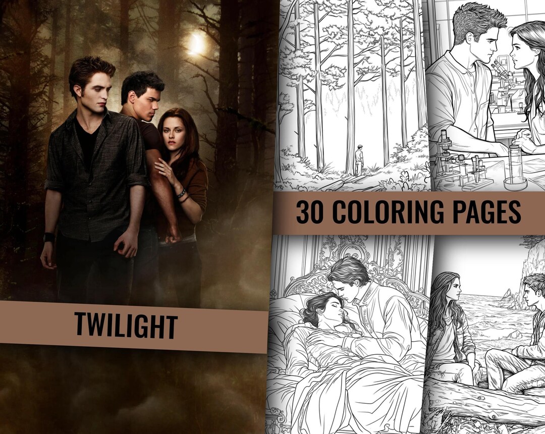 30 Twilight Coloring Pages Adult and Kids Coloring Book, Printable PDF ...
