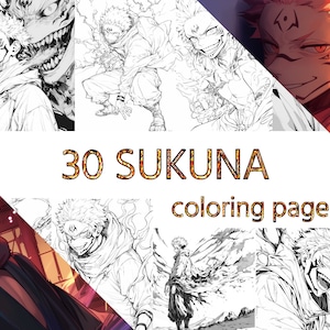 30 SUKUNA Coloring Pages Adult and Kids Anime Coloring Book, Printable ...