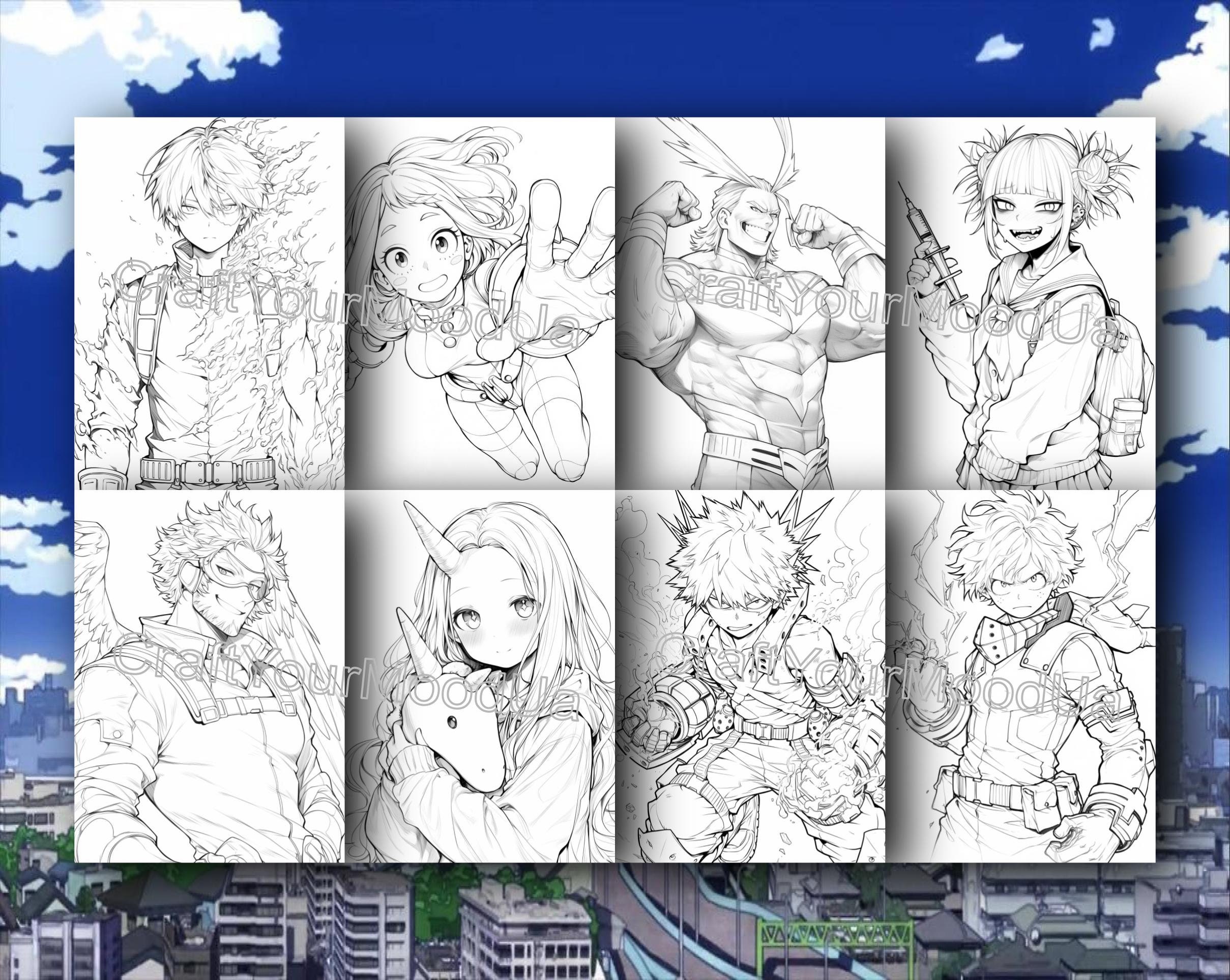 100 My Hero Academia MEGA PACK Coloring Pages Adult and Kids Anime ...