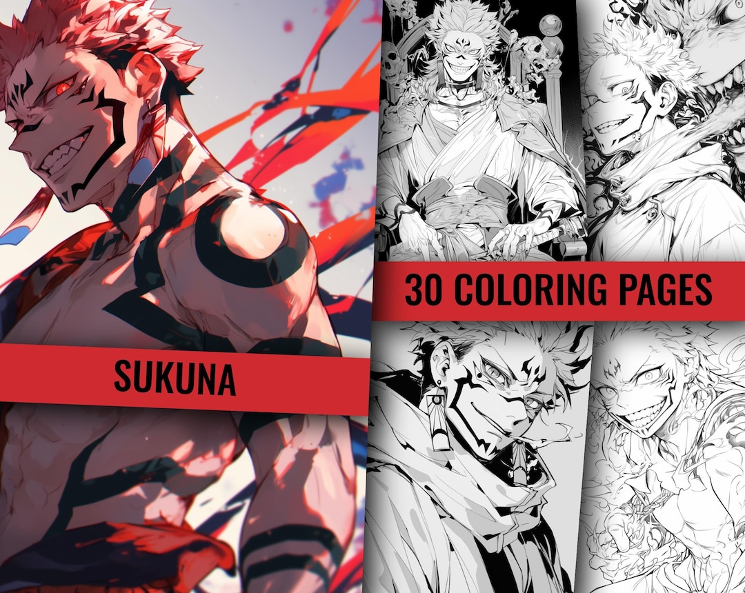 30 Jujutsu Kaisen SUKUNA Coloring Pages Adult and Kids Anime Coloring ...