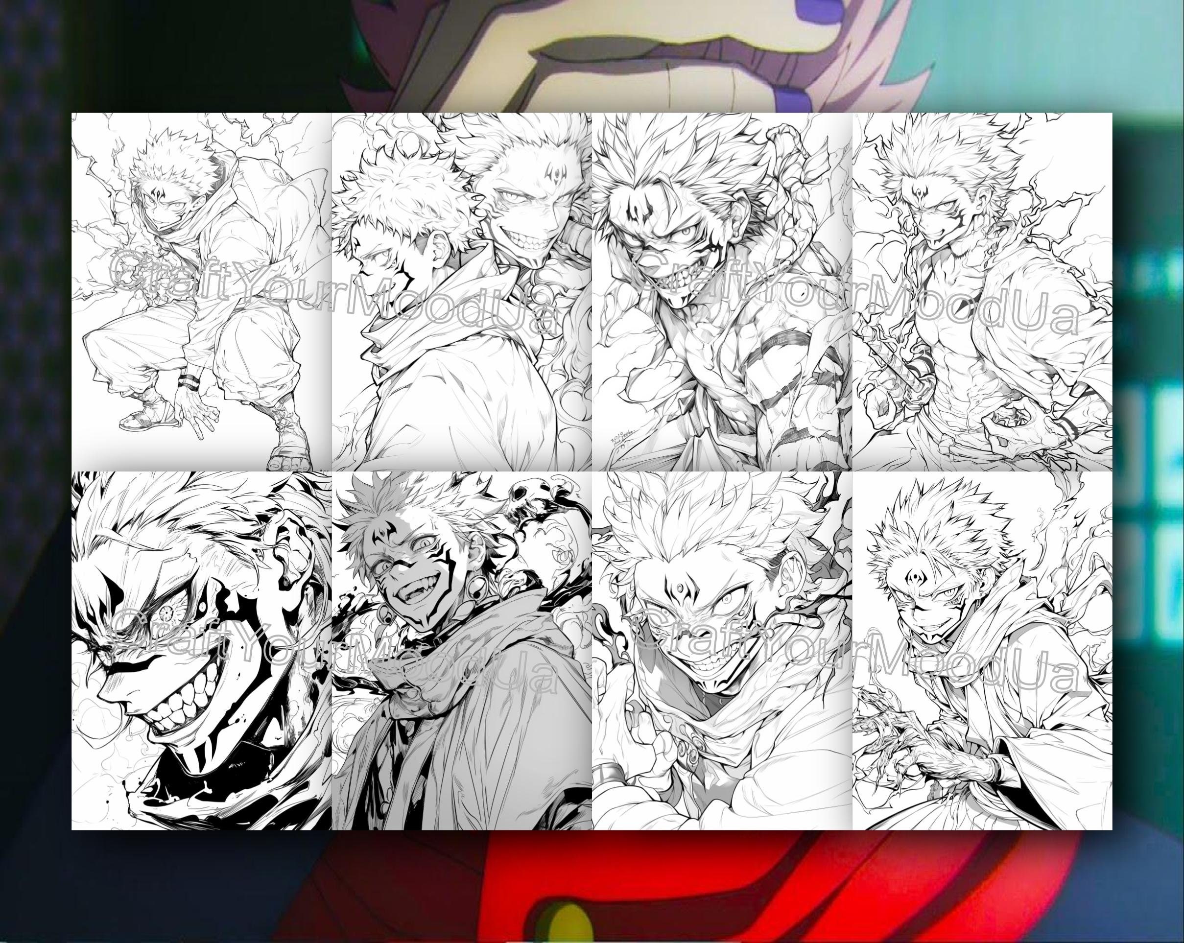 30 Jujutsu Kaisen SUKUNA Coloring Pages Adult and Kids Anime Coloring ...