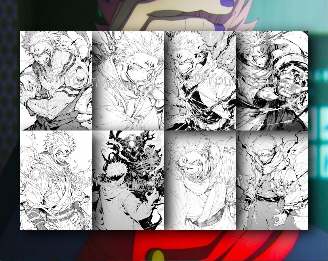 30 Jujutsu Kaisen SUKUNA Coloring Pages Adult and Kids Anime Coloring ...