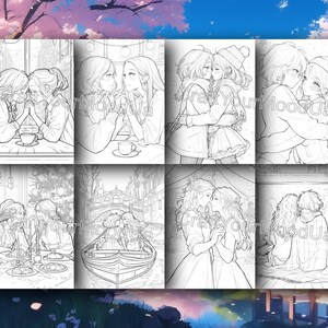 50 Girl's Love Anime Coloring Pages Adult and Kids Anime Coloring Book ...