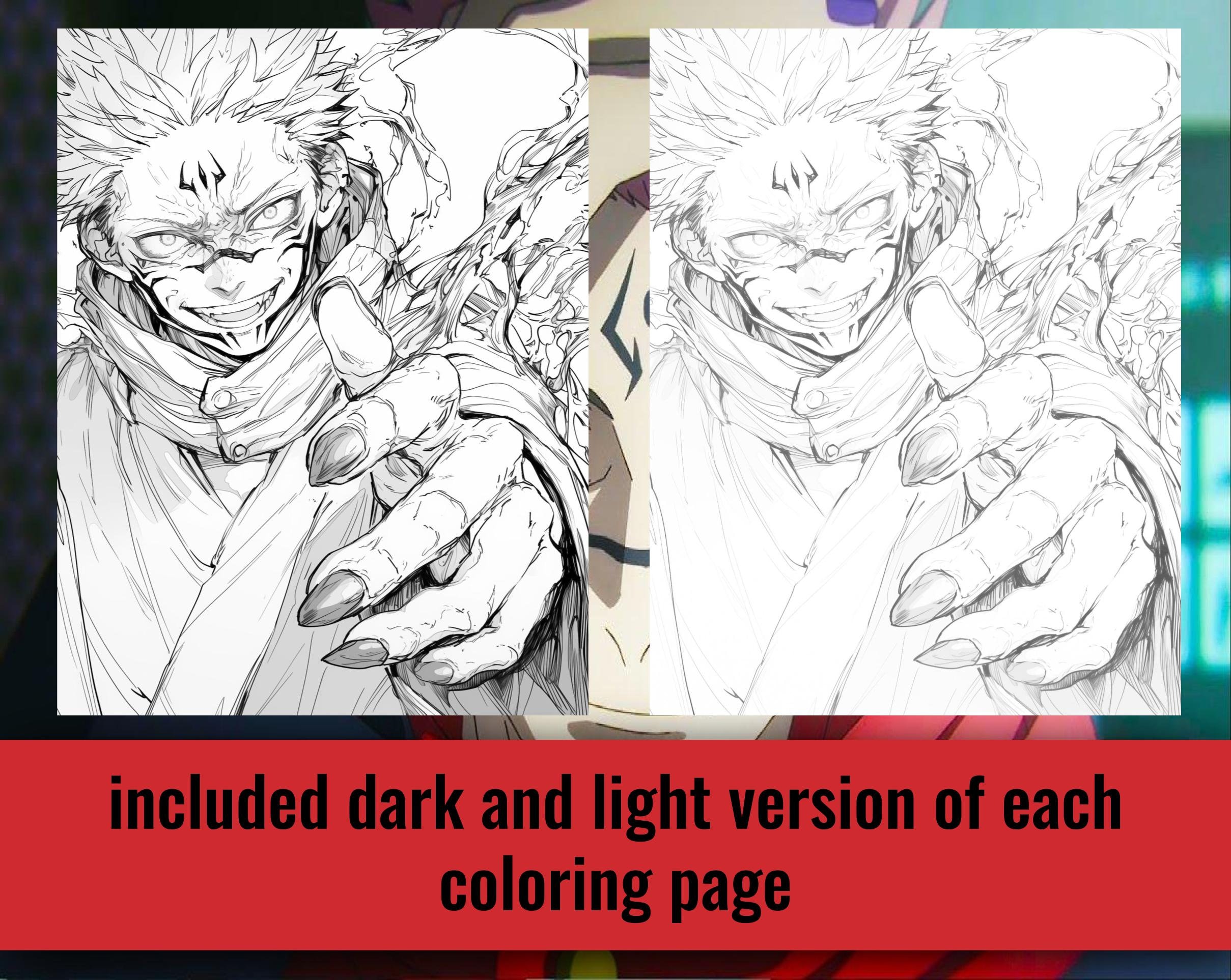 30 Jujutsu Kaisen SUKUNA Coloring Pages Adult and Kids Anime Coloring ...