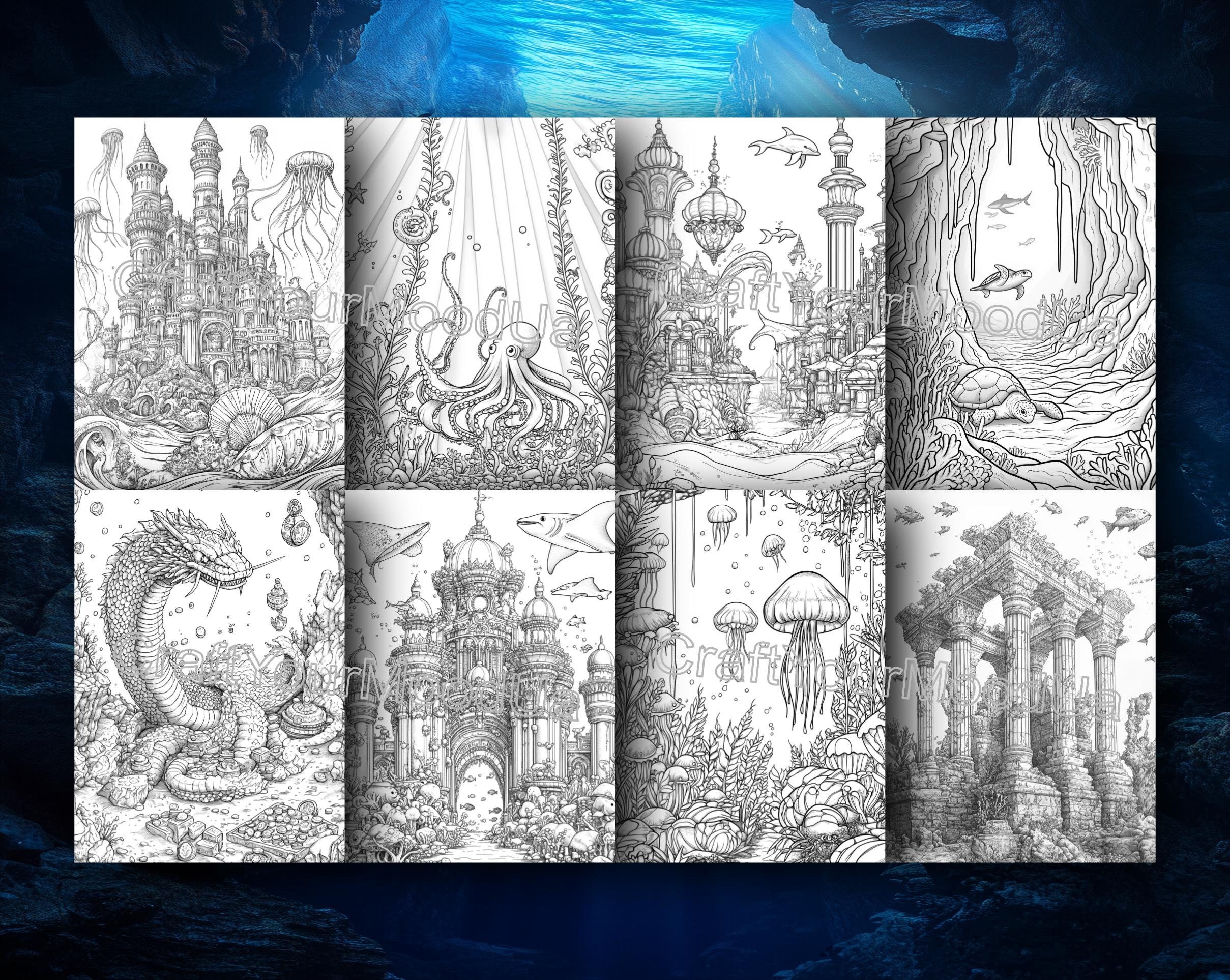 30 UNDERWATER KINGDOM Coloring Pages Adult and Kids Coloring Book ...