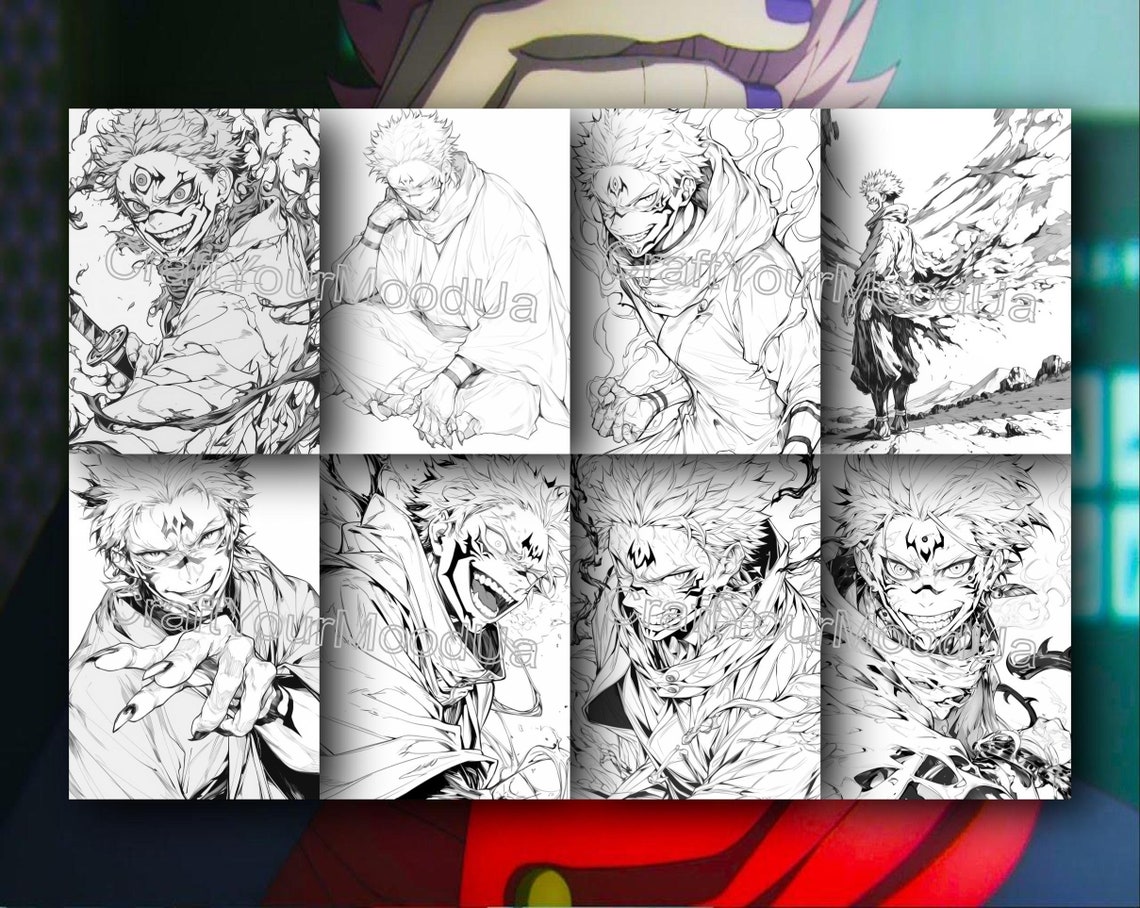 30 Jujutsu Kaisen SUKUNA Coloring Pages Adult and Kids Anime Coloring ...