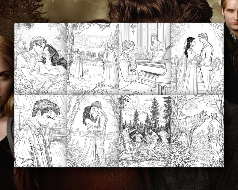 30 Twilight Coloring Pages Adult and Kids Coloring Book, Printable PDF ...