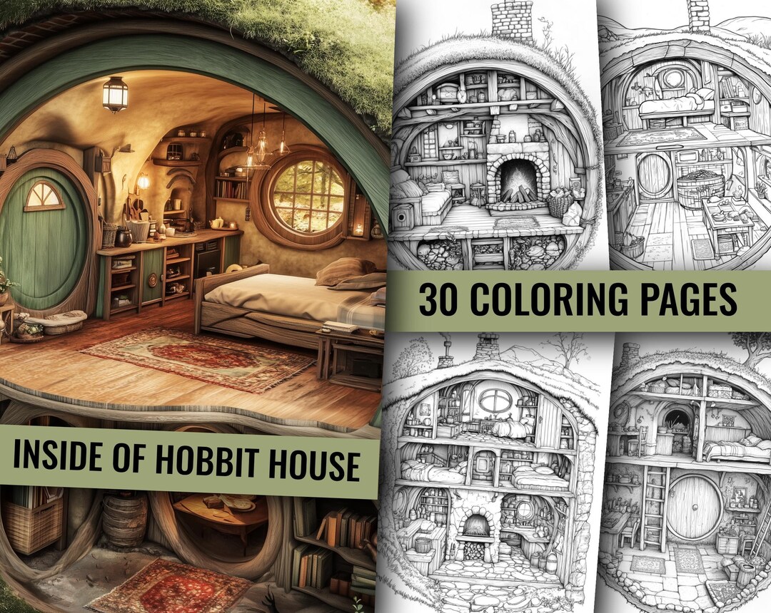 50 Hobbit House Interior Coloring Pages, Cross Section Book of Coloring ...