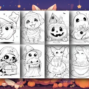50 KAWAII HALLOWEEN CHARACTERS Coloring Pages Adult and Kids Anime ...