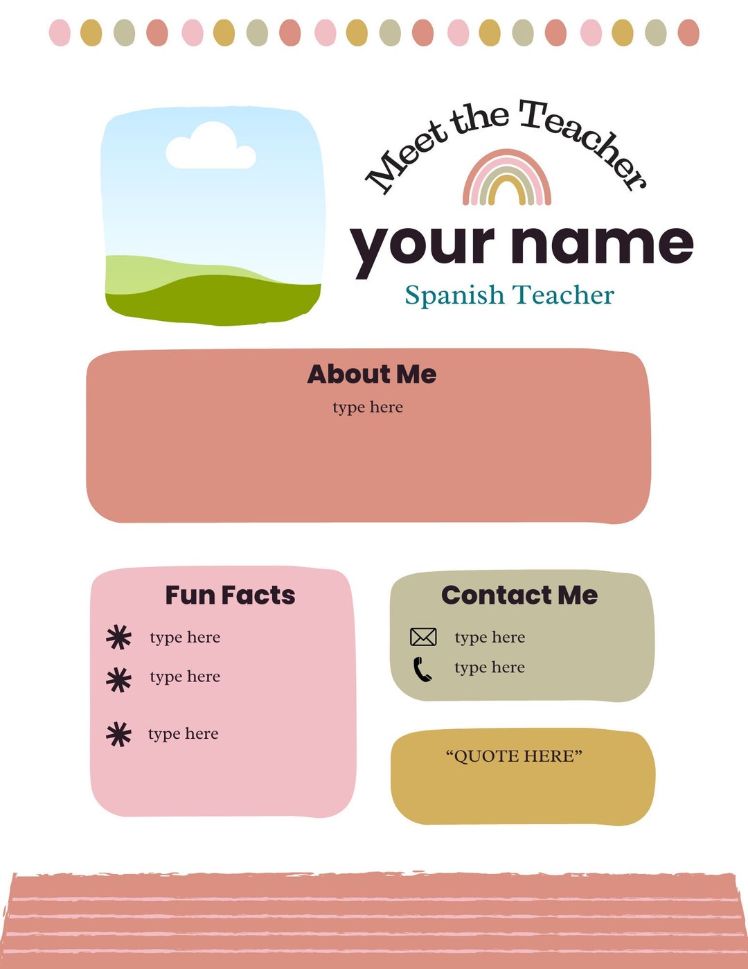Polka Dot Rainbow Meet the Teacher Template Back to School Template ...