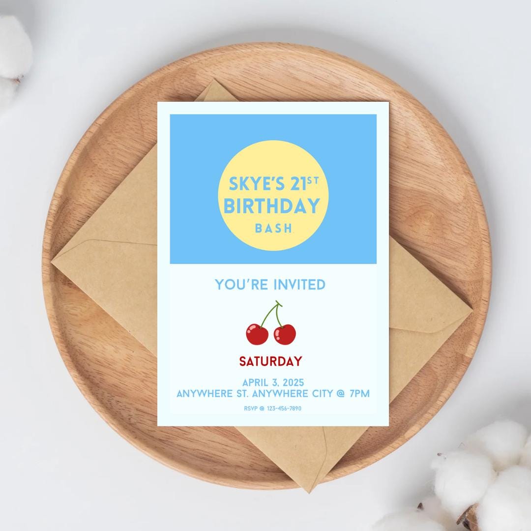 Black Cherry High Noon Birthday Invitation Template, 21st, 22nd, 23rd ...
