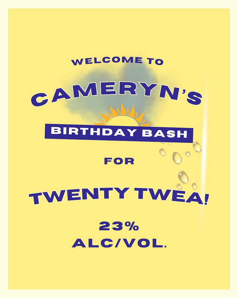 Twisted Tea Birthday ‘welcome’ Poster Template, 100% Customizable ...