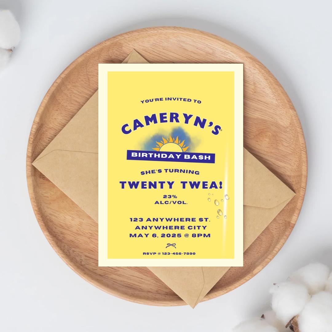Twisted Tea Birthday Invitation Template, “twenty Twea” 23rd Birthday ...