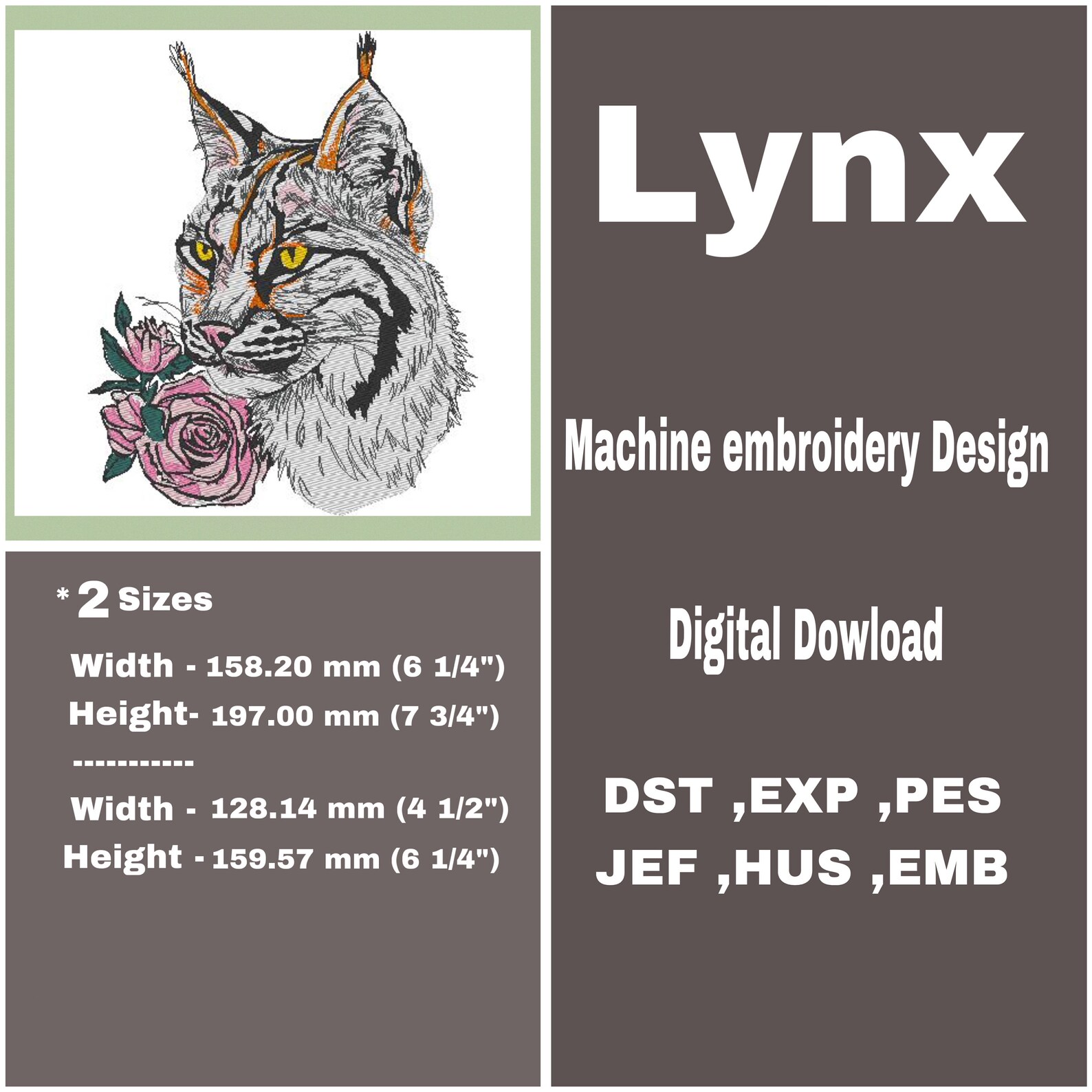 Lynx Machine Embroidery Design, Embroidery Designs, Machine Embroidery ...