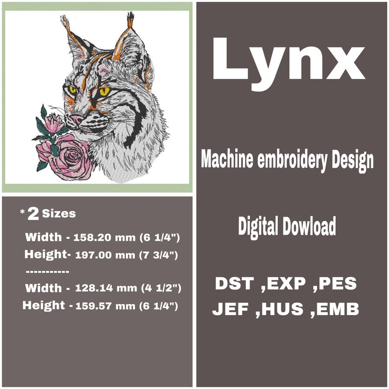 Lynx Machine Embroidery Design, Embroidery Designs, Machine Embroidery ...