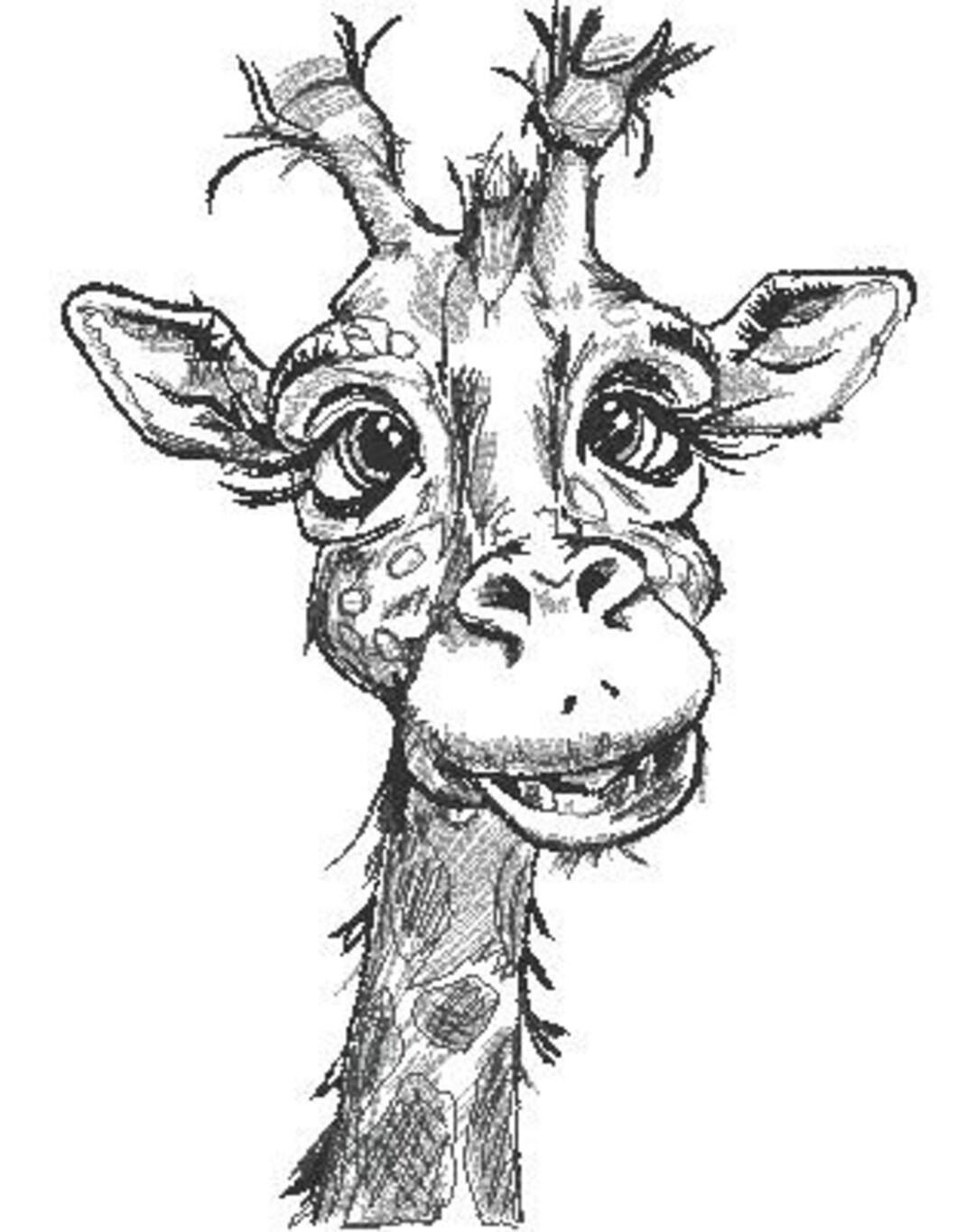 Cute Giraffe Machine Embroidery Design Monochrome - Etsy