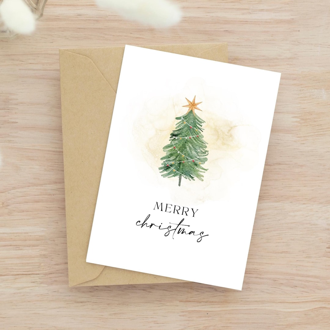 Merry Christmas Card With Christmas Tree Digital Download Printable ...