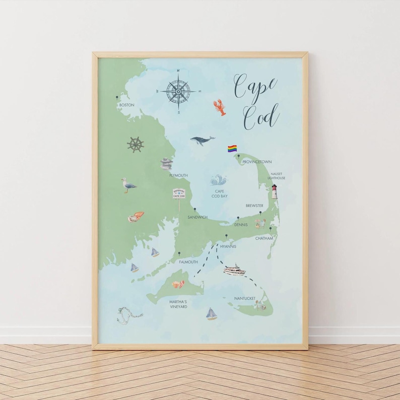 Cape Cod Map Wall Art | Printable Art | Travel Inspired Wall Art ...