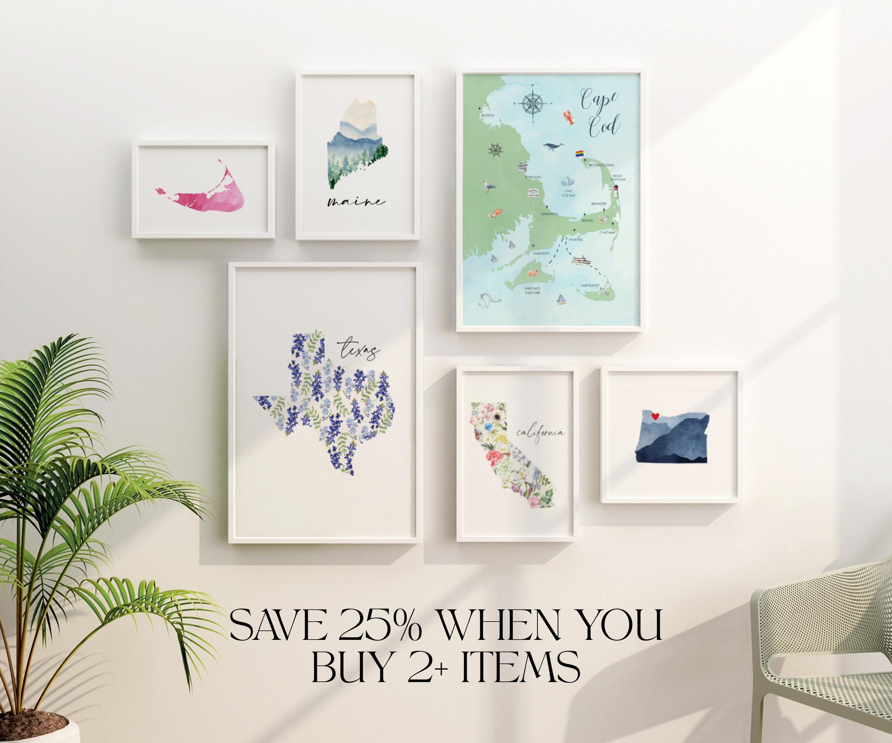 Florida Floral Map Wall Art Printable | Digital Download USA States ...