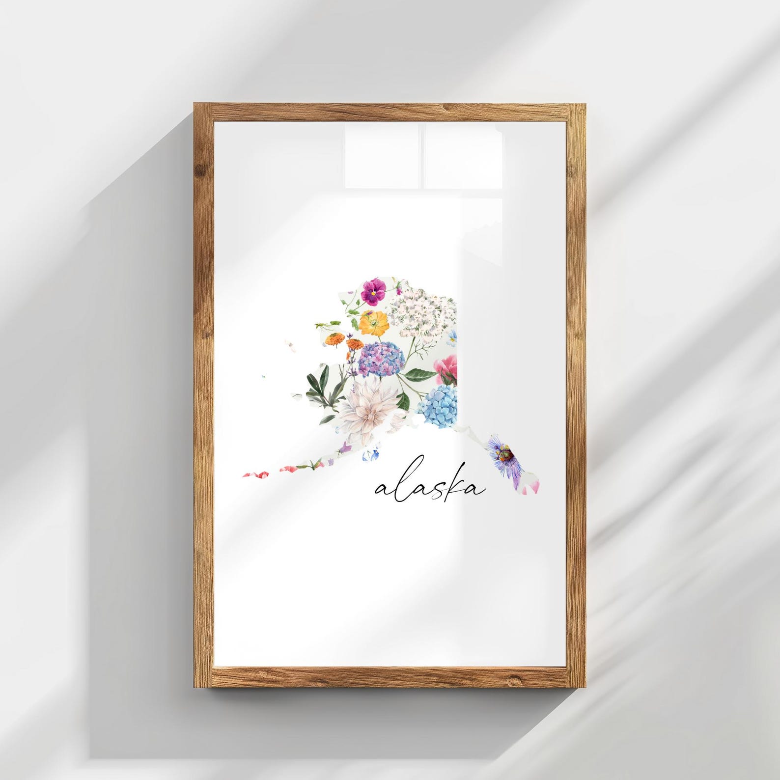Alaska Floral Map Printable Wall Art, Digital Download, the Last ...