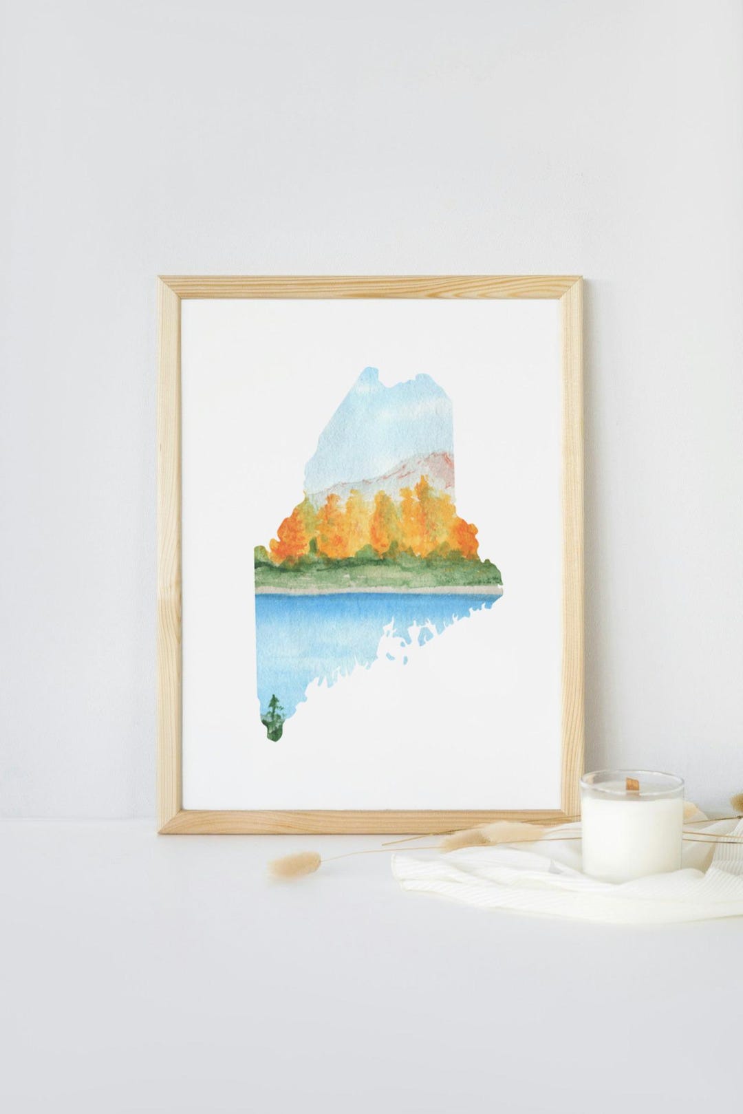 Maine Map Wall Art | Maine Fall Print | Digital Wall Art Print | Travel ...