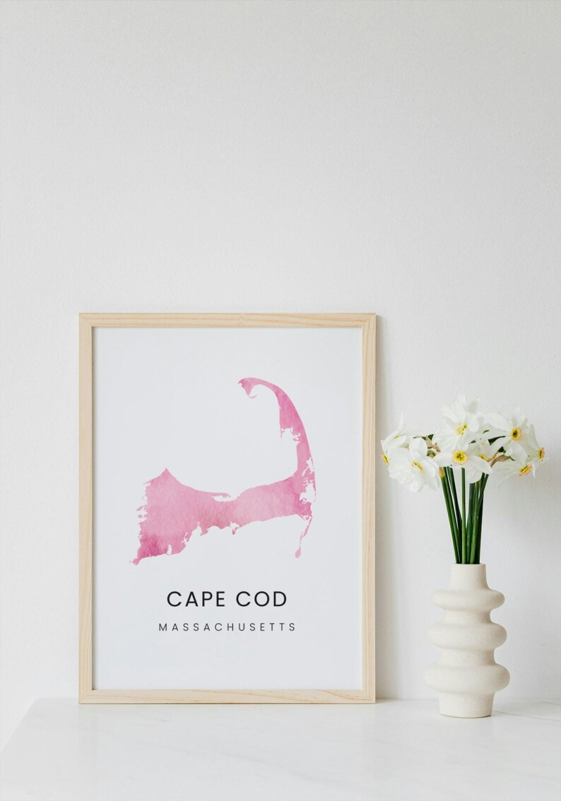 Cape Cod Wall Art | Digital Art Print | Travel Inspired Poster | Pink ...