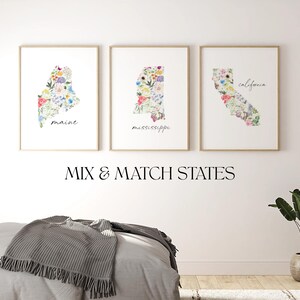 Maine Floral Map Printable, USA State Art, Digital Download, Custom ...