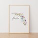 Florida Floral Map Wall Art Printable | Digital Download USA States ...