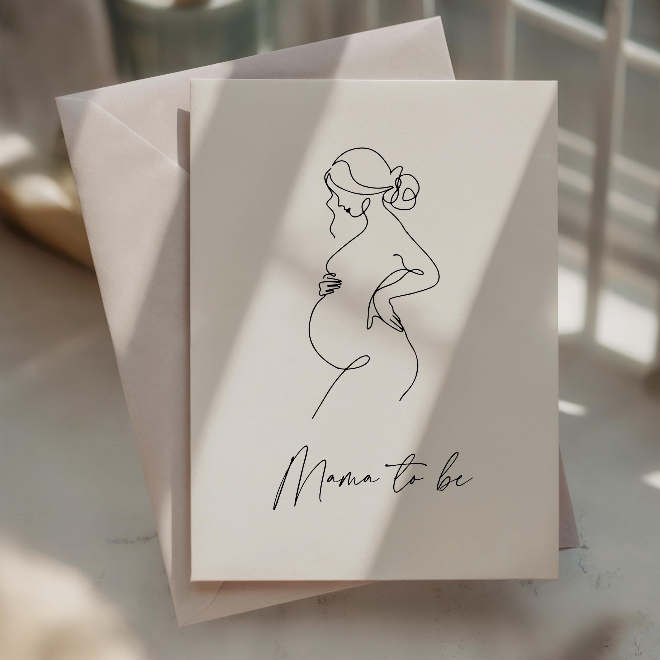 Mother's Day Card With "mama to Be," Minimalist Design, Digital ...