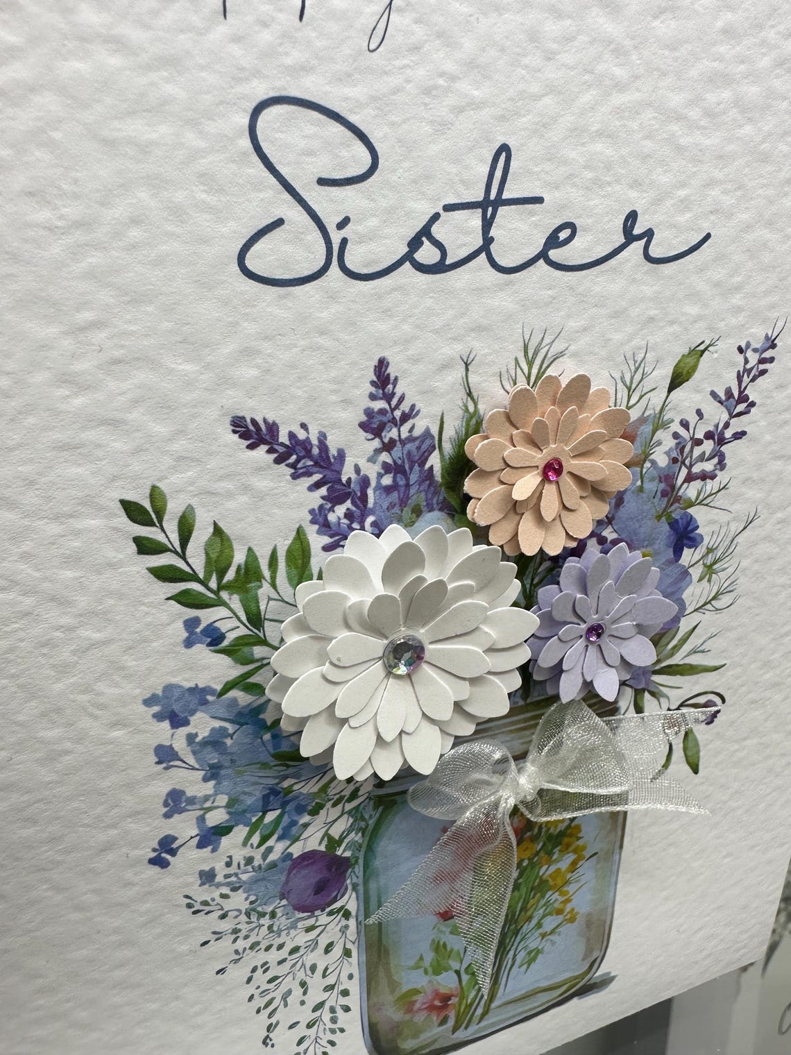 Beautiful Handmade, Hand Decorated Sister Birthday Card. Made With ...