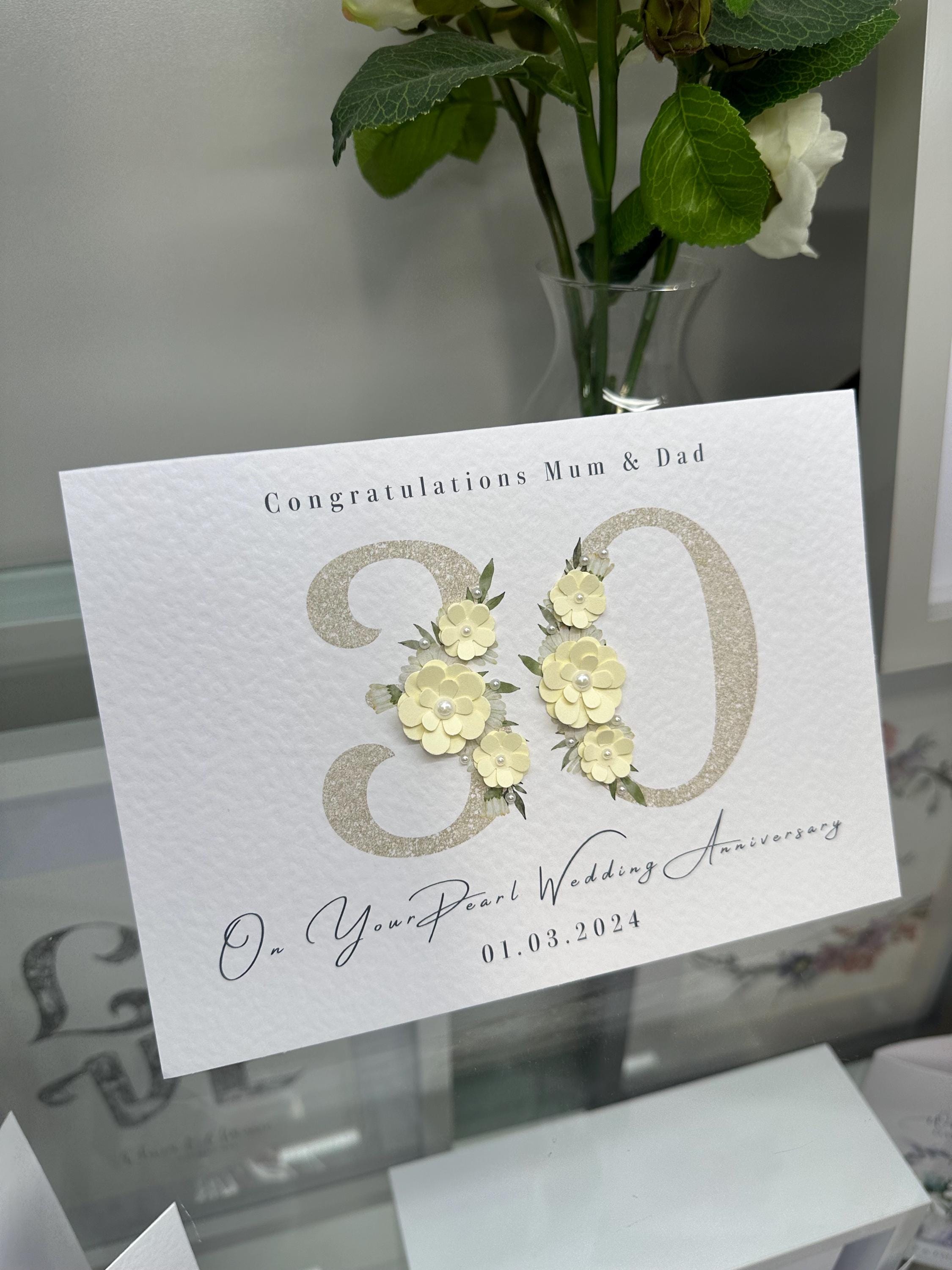 Beautiful Handmade, Hand Decorated, Personalised Pearl Wedding ...