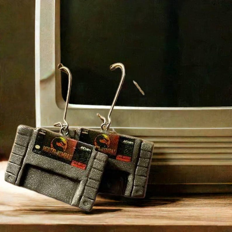 Gamer Earrings Mortal Kombat Super Nintendo Game Earrings Gamer ...