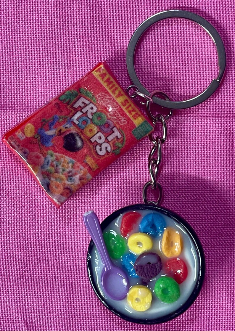 Miniature Food Keychain Froot Loops Cereal Food Keychain fun Keychains ...