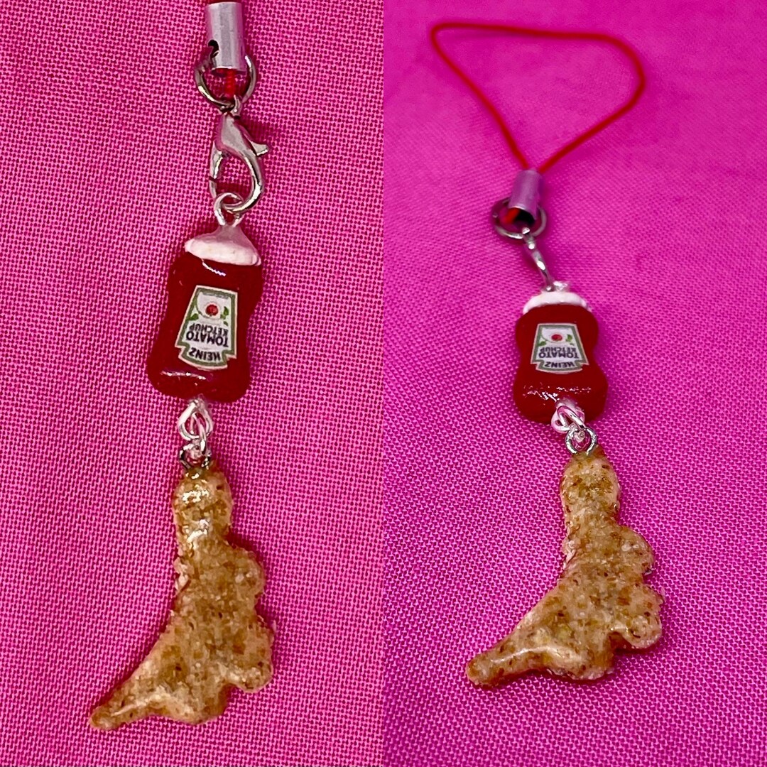 Food Phone Charm| Dino Chicken Nuggets & Ketchup Phone Charm |realistic ...