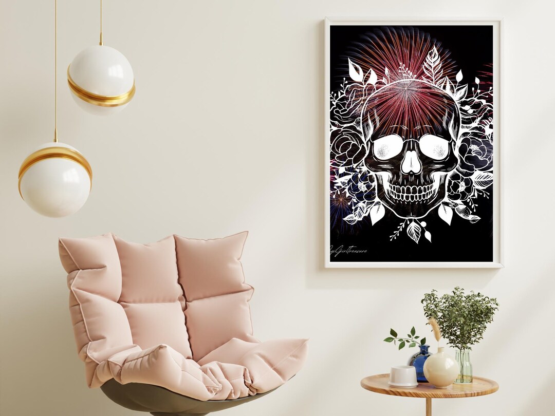 Ace of Spades & Hearts, Skull Art Print, Spooky Prints, King of Hearts ...