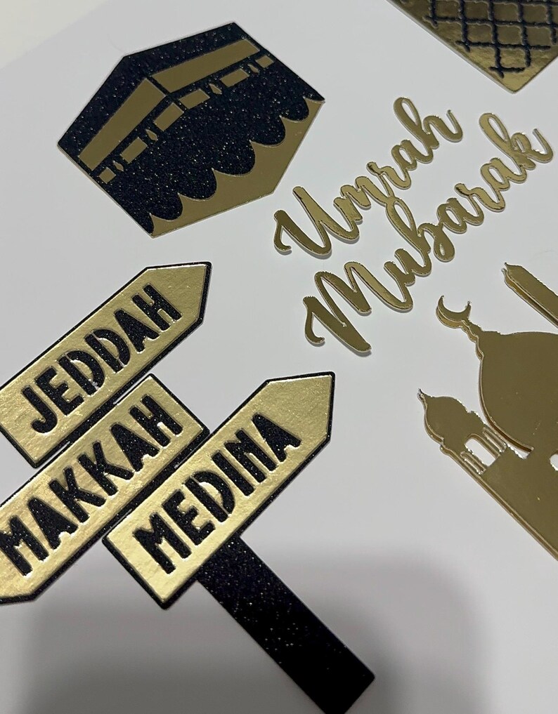 Umrah Mubarak Cake Toppers Set | (6 Pieces) Names Can Be Added - Etsy UK