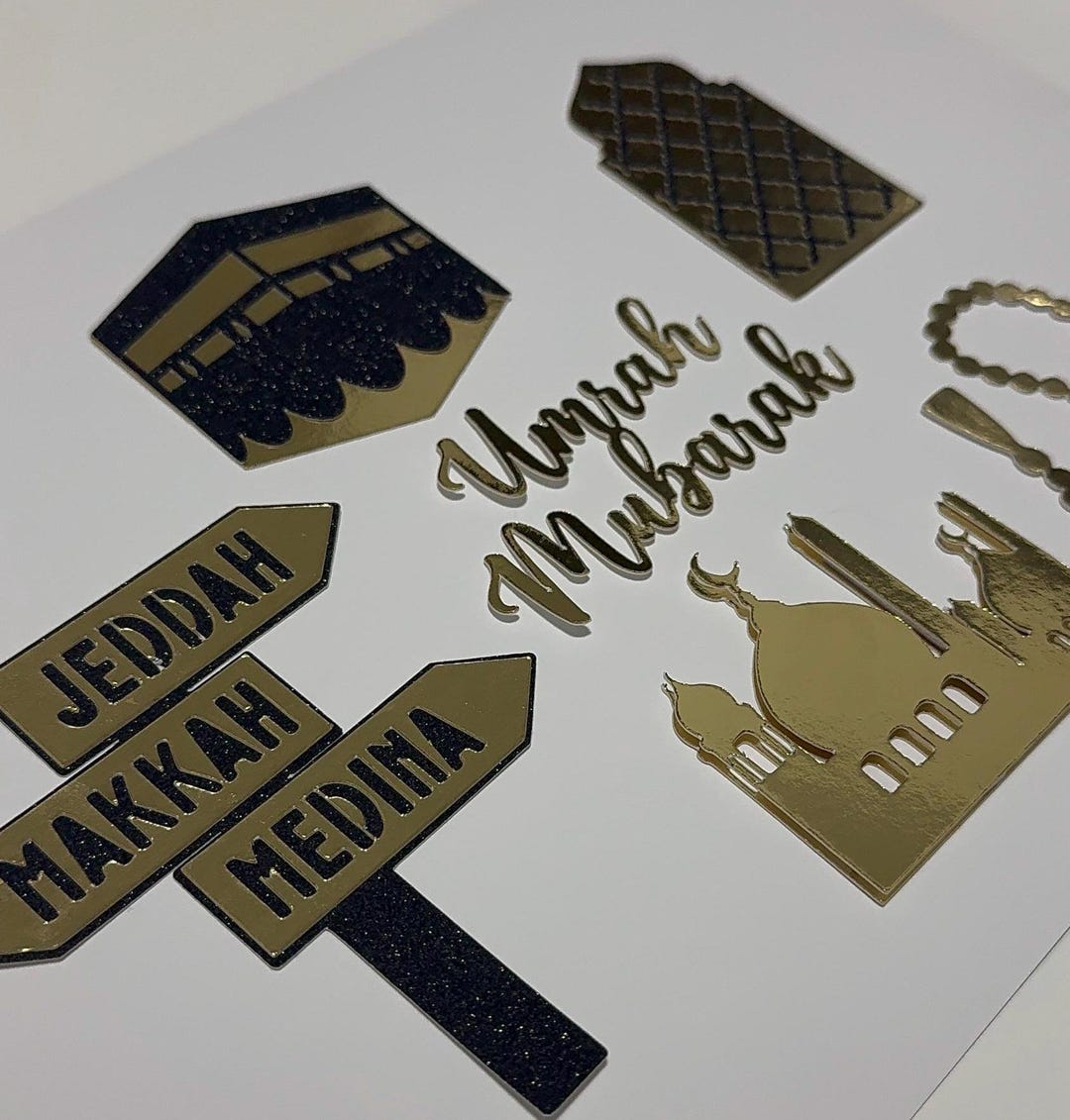 Umrah Mubarak Cake Toppers Set 6 Pieces Names Can Be Added - Etsy