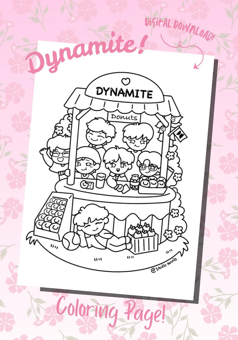 BTS Let’s Color Dynamite! Coloring Page | Digital Download - Etsy